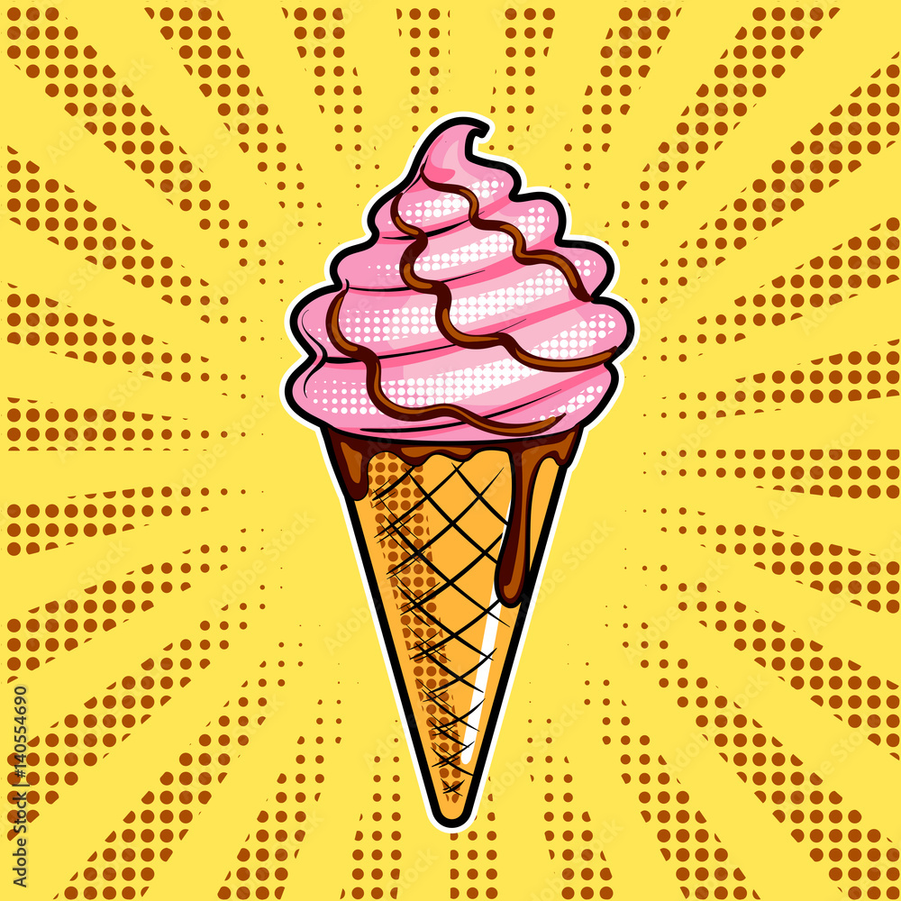 Ice cream pop art vector illustration Stock Vector | Adobe Stock