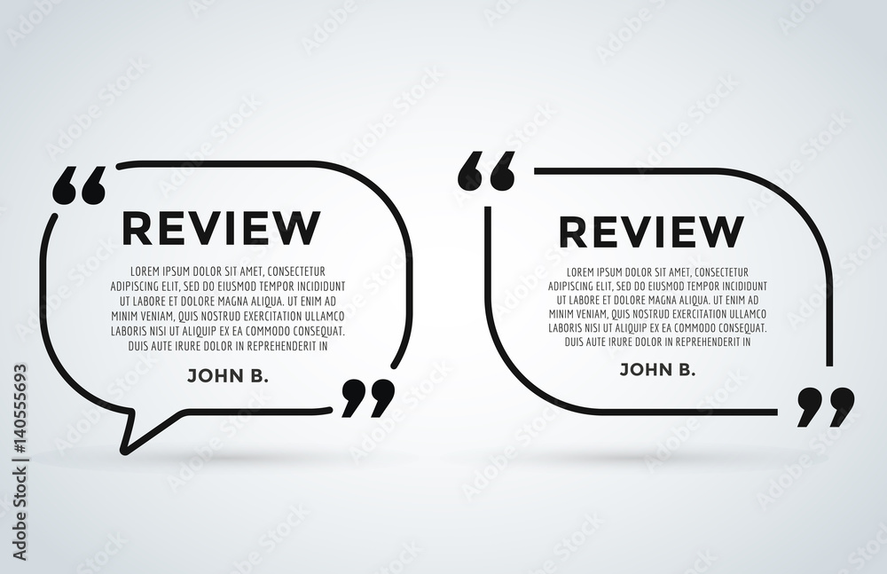 Website review quote citation blank template vector icon comment ...