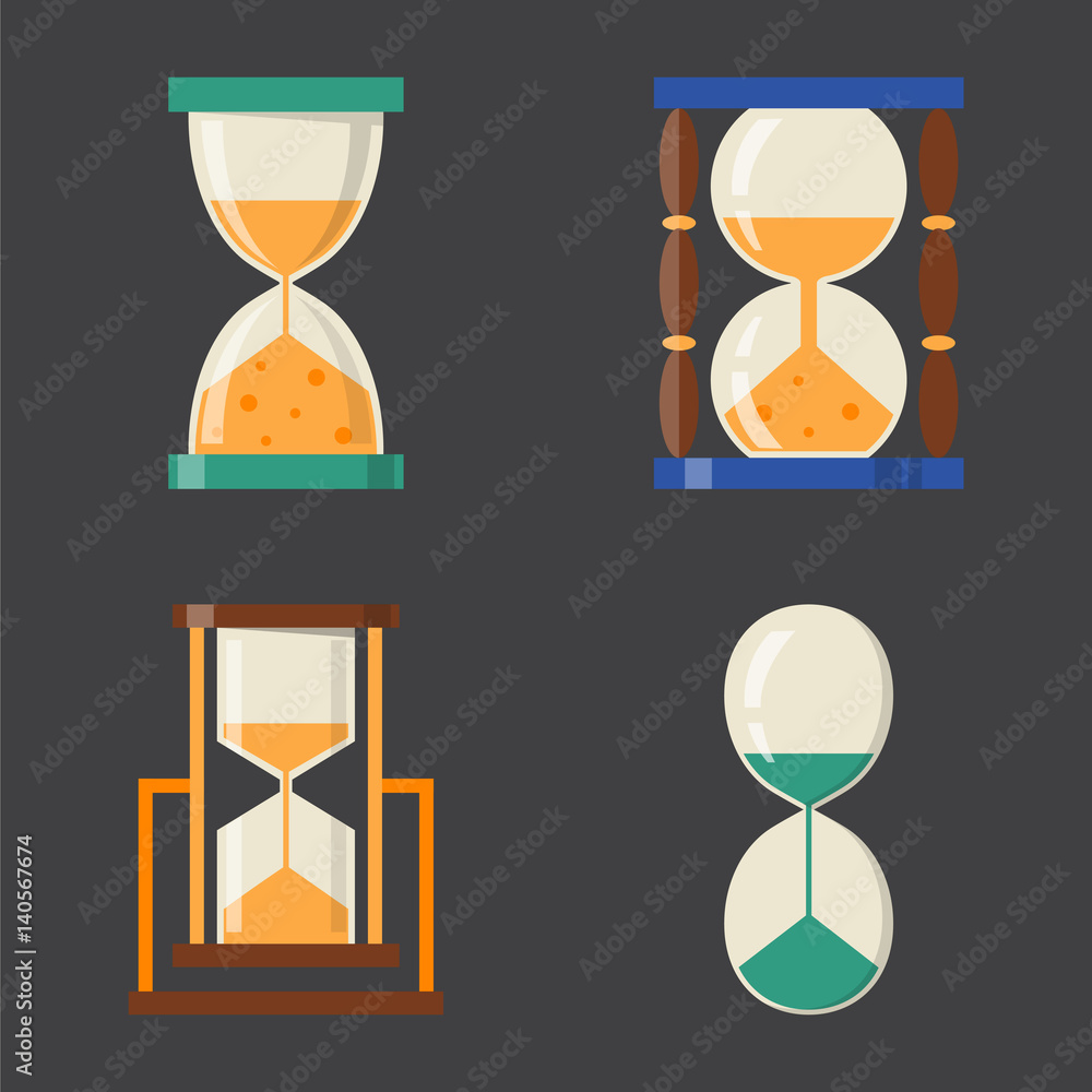 Sandglass icon time flat design history second old object and sand ...