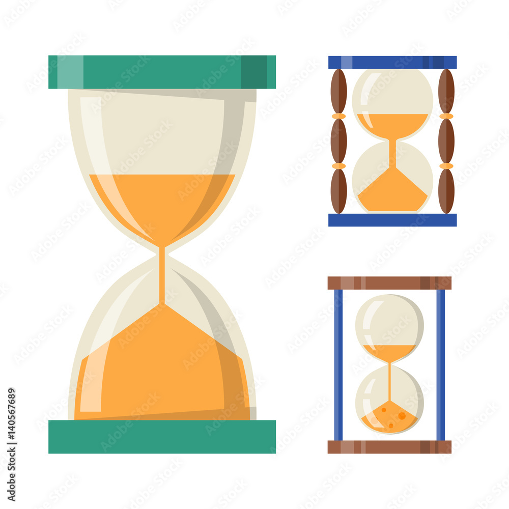 Sandglass icon time flat design history second old object and sand ...