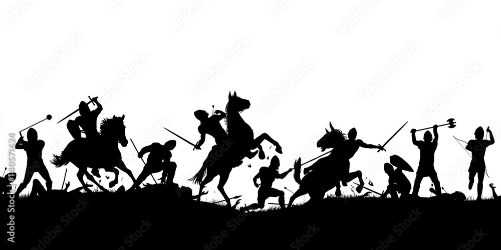 Battle scene silhouette Stock Vector | Adobe Stock