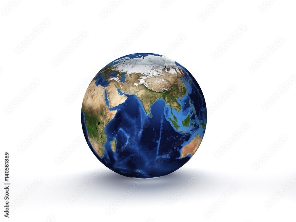 3D Rendering Planet Earth, globe model isolated on white Elements of ...