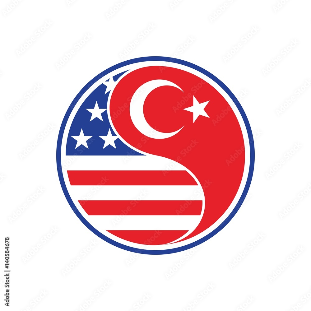 turkey and US flag logo Stock-Vektorgrafik | Adobe Stock