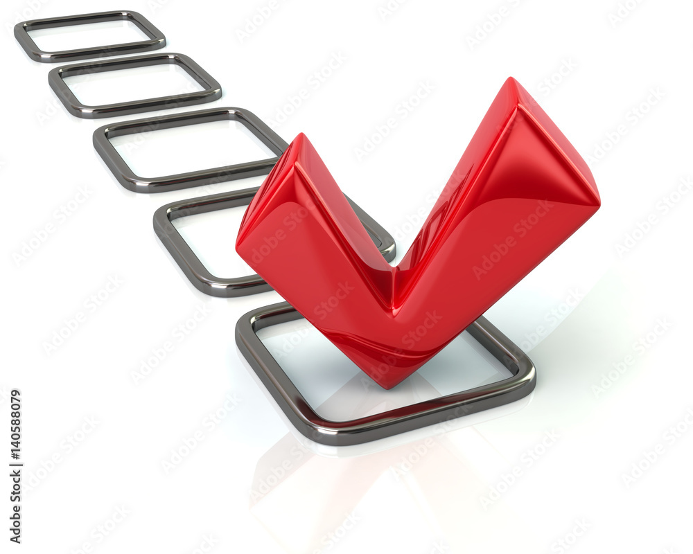 3d illustration of check list and red tick sign Stock Illustration ...