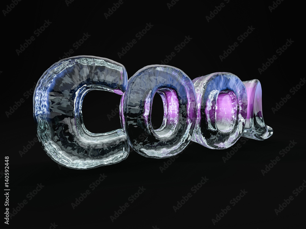 Word COOL made from ice letters on black background. 3d rendering Stock ...