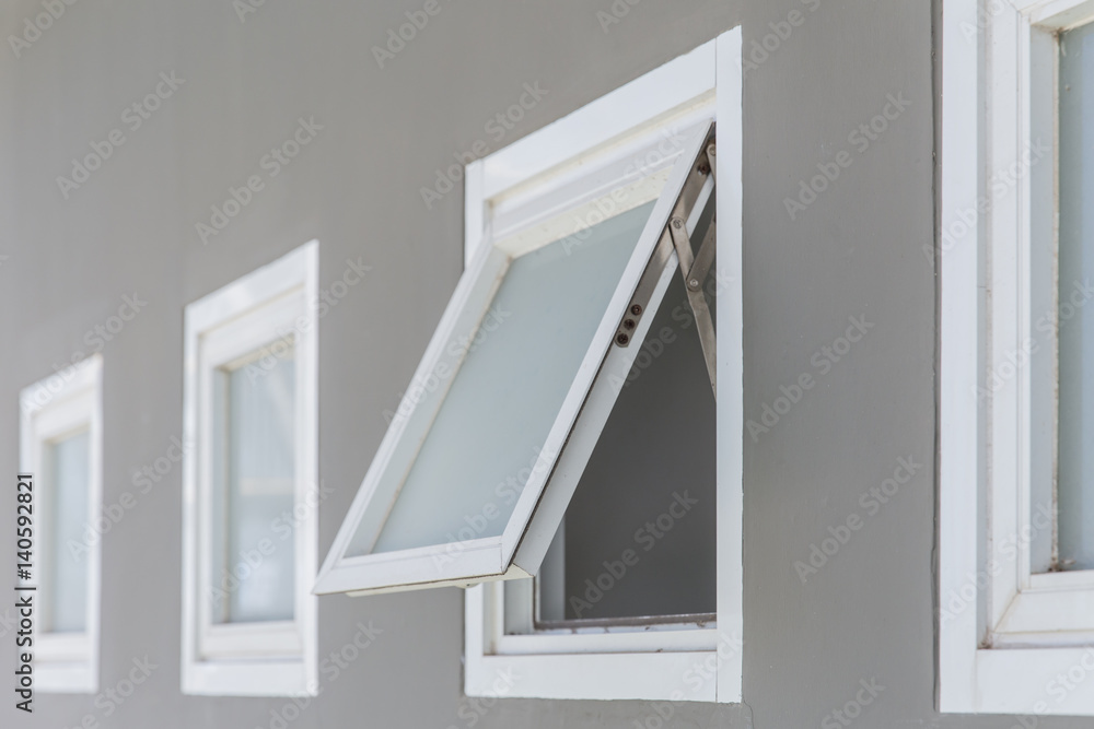 awning window open, modern home aluminium push windows. Stock Photo ...