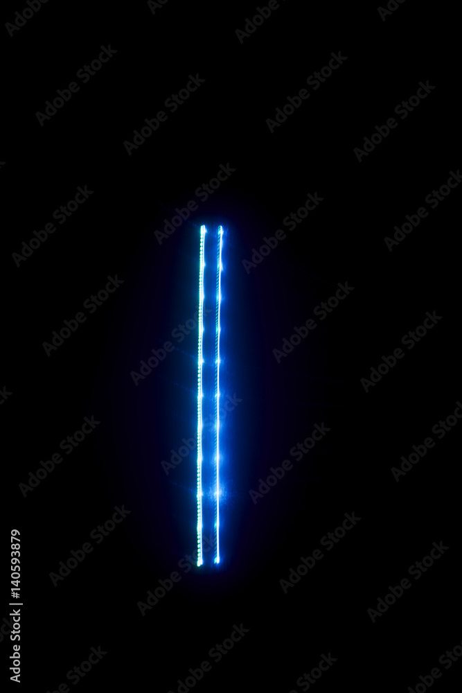 Laser beam blue on a black background Stock Photo | Adobe Stock