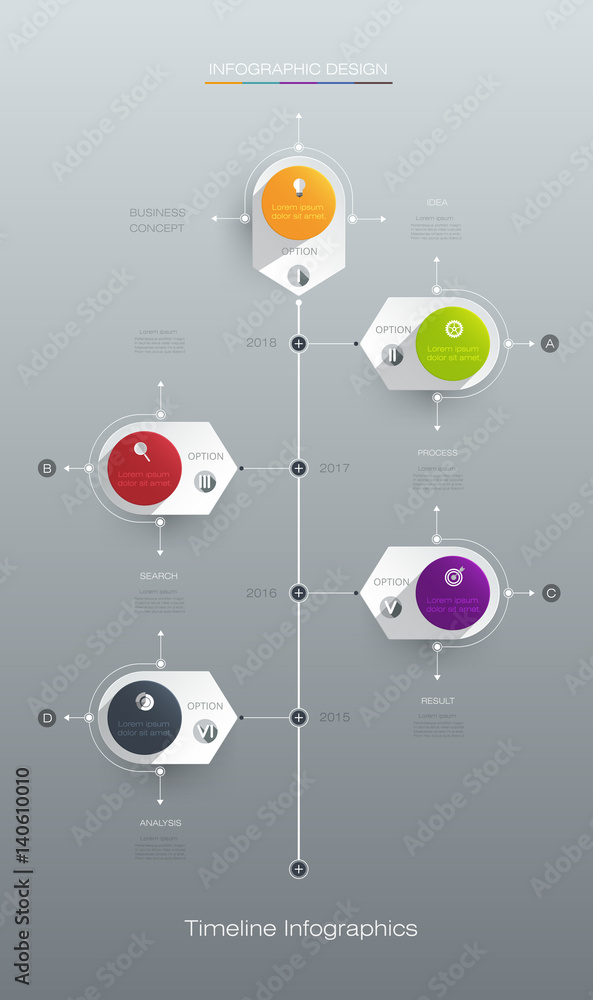 Vector infographics timeline design template with label design and ...
