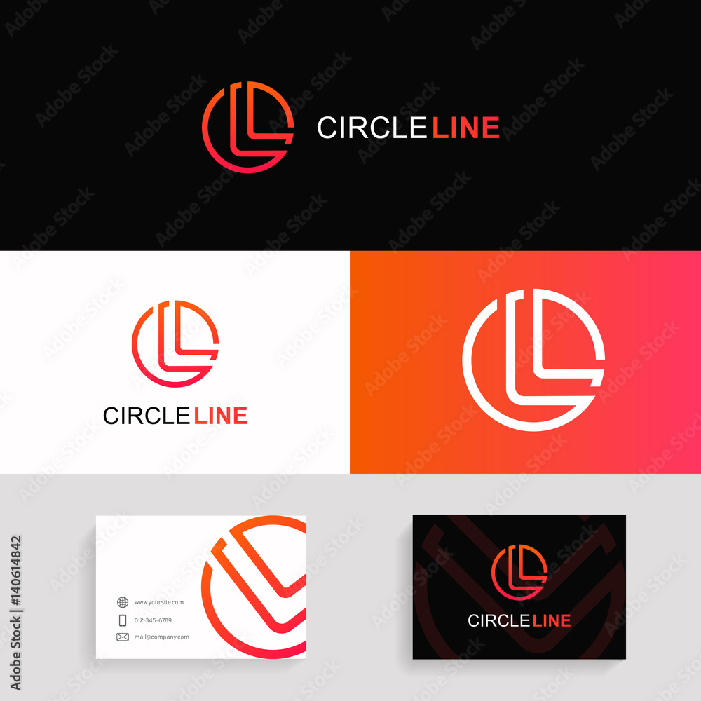 Letter L logo icon circle sign vector design with brand business card ...