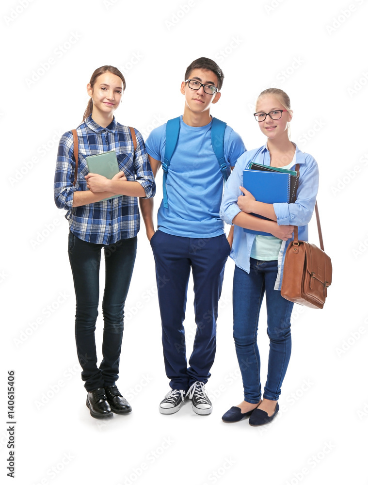 Group of classmates on white background Stock Photo | Adobe Stock