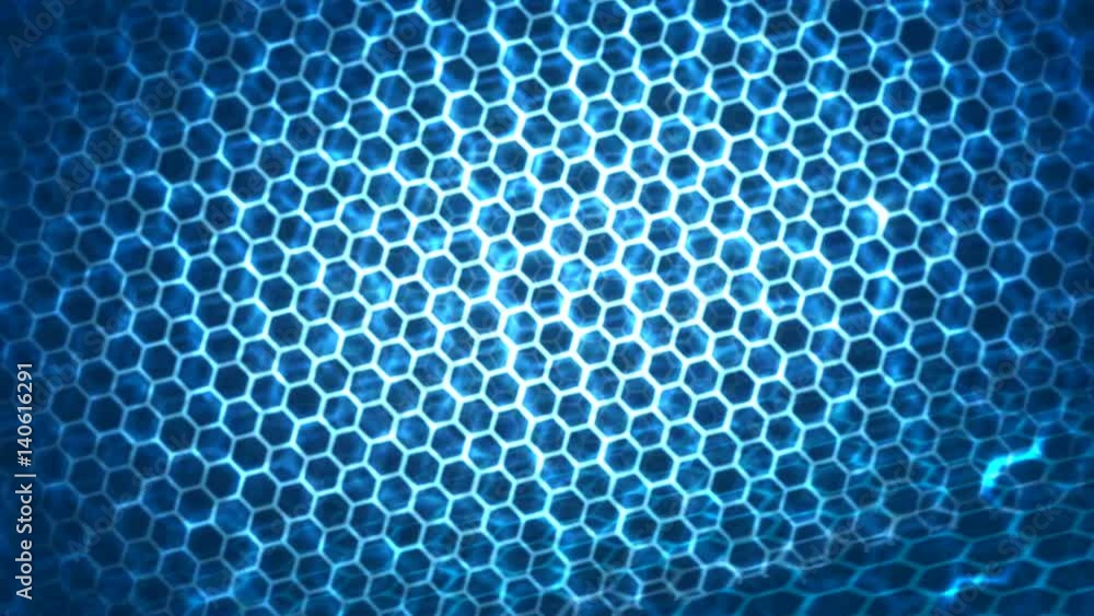 Honeycomb pattern with lighting effect over the dark background 4K 3840 ...