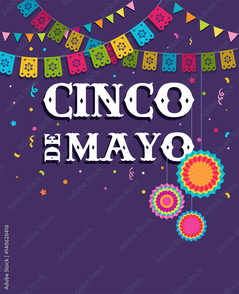 Cinco de mayo, Mexican fiesta banner and poster design with flags ...