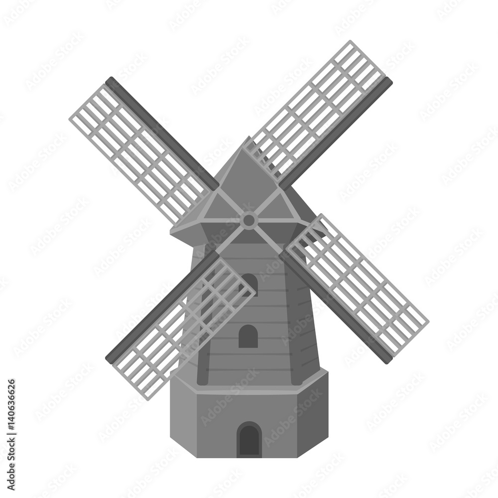 Rural wooden mill. Mill for grinding grain into flour.Farm and ...