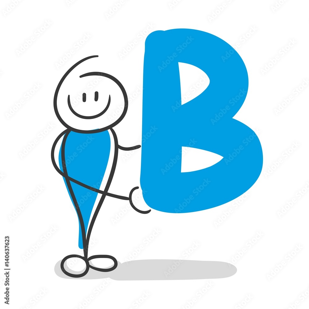 Stick Figure Series Blue / Alphabet B Stock Vector | Adobe Stock