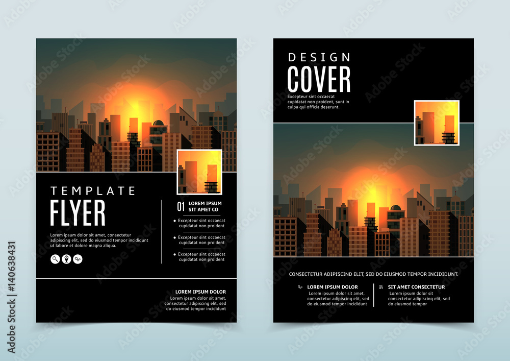 Black vector design of flyer template. Vector illustration. Concept of ...