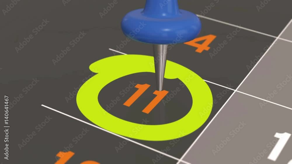 Pin on the date number 11. The eleventh day of the month is marked with ...