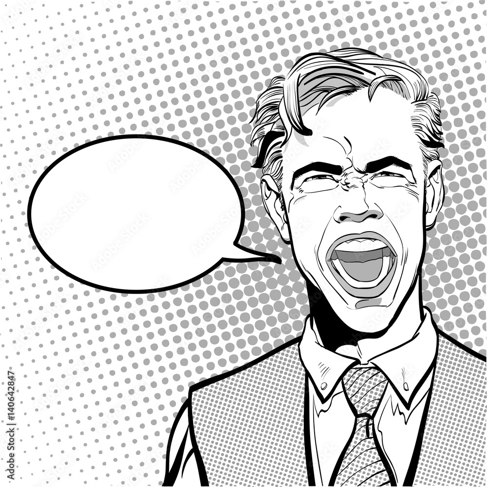 Angry Man Yelling Drawing
