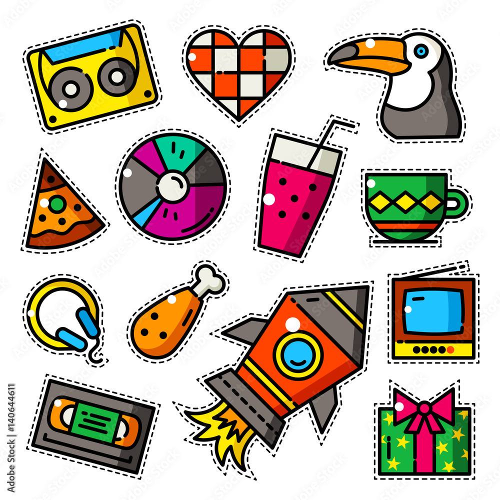 Set of bright patches vector illustration Stock Vector | Adobe Stock
