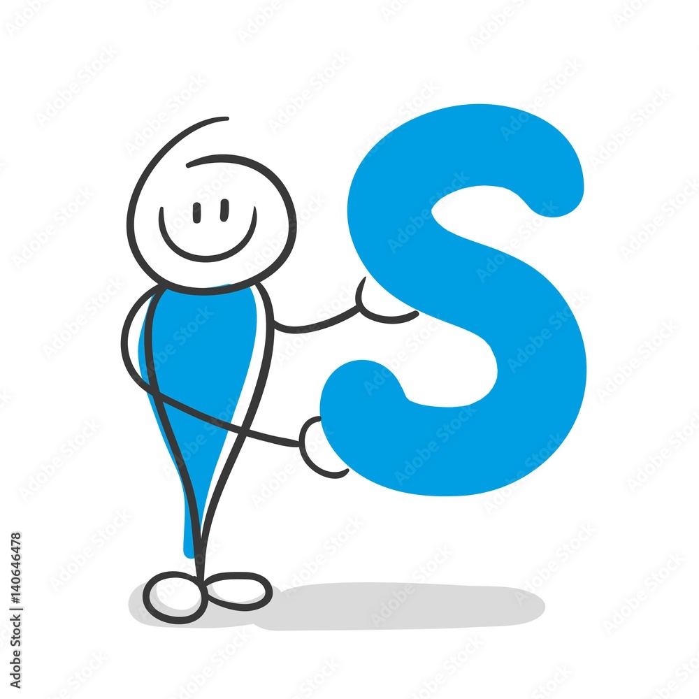 Stick Figure Series Blue / Alphabet S Stock Vector | Adobe Stock