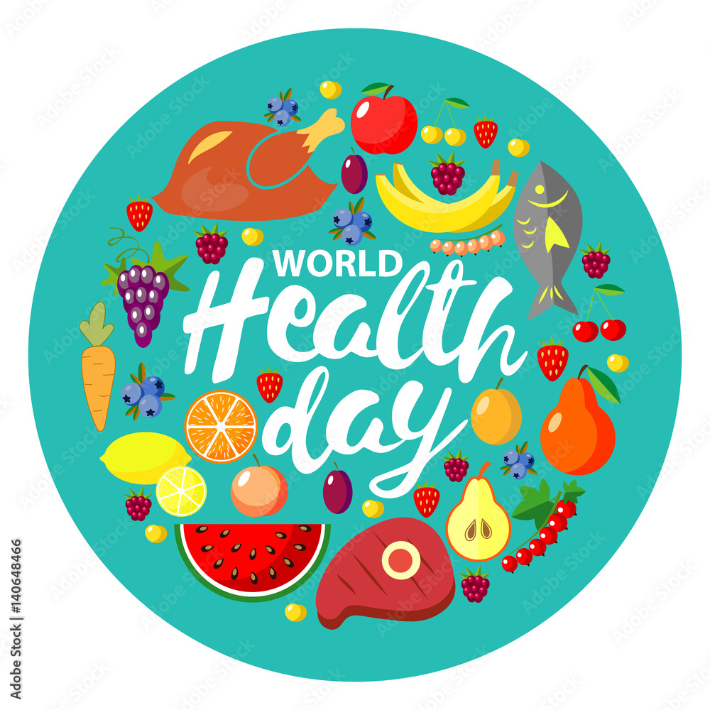 World health day concept. Round banner. Vector illustration. Stock ...