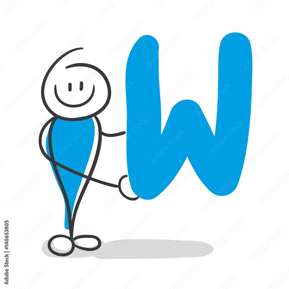 Stick Figure Series Blue / Alphabet W Stock Vector | Adobe Stock