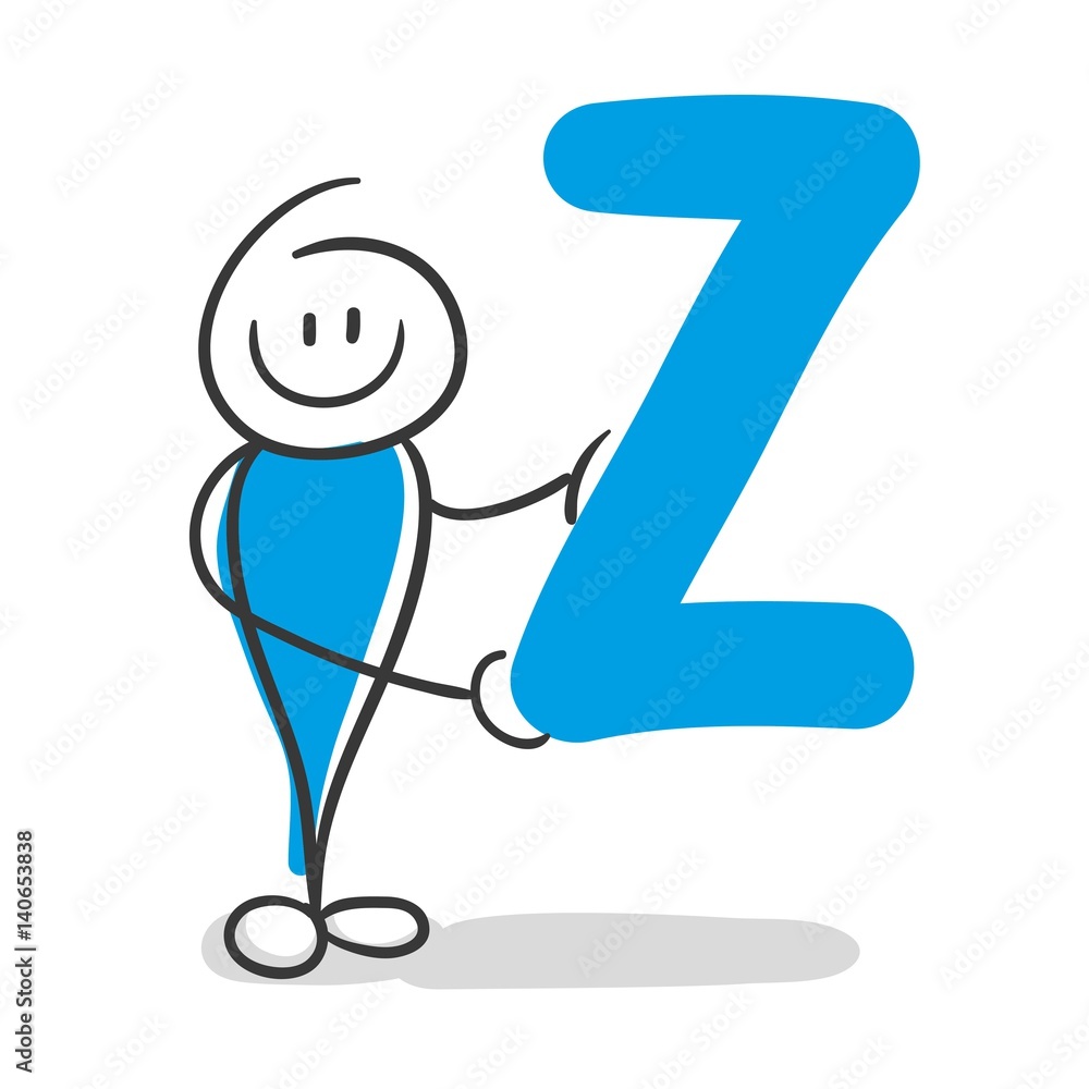 Stick Figure Series Blue / Alphabet Z Stock Vector | Adobe Stock