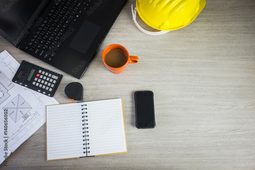 Image of engineering objects on workplace. Construction concept ...