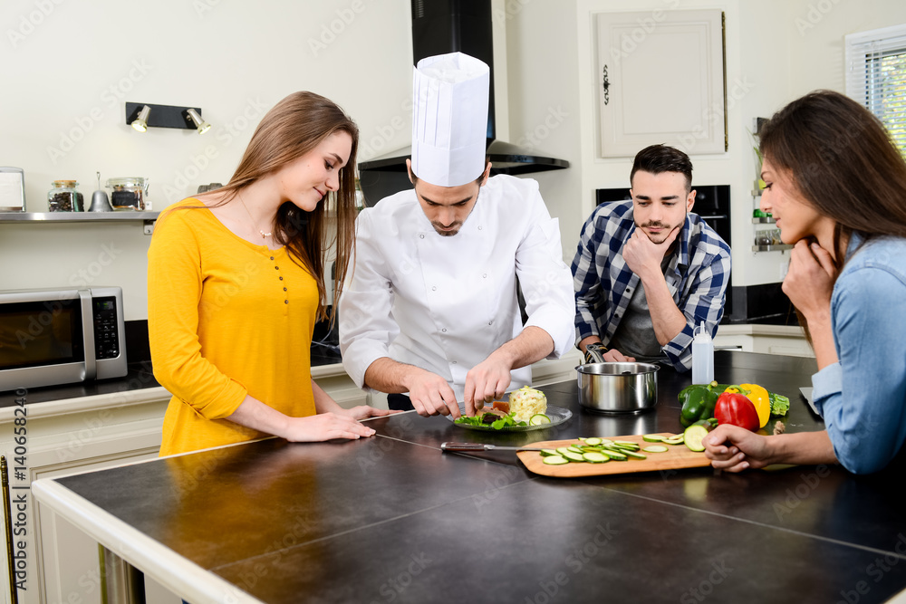professional personal chef cook in customer's private kitchen house ...