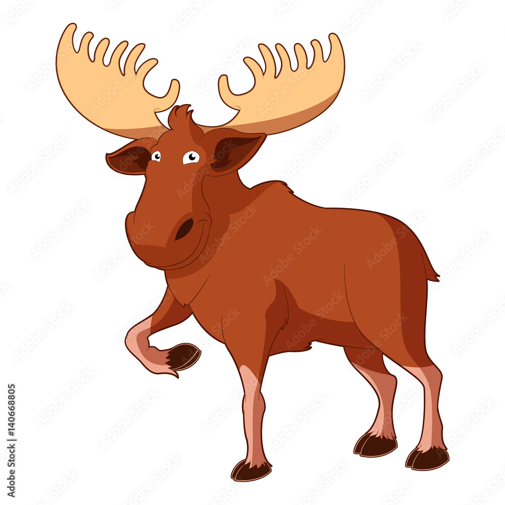 Cartoon smiling Moose Stock Vector | Adobe Stock