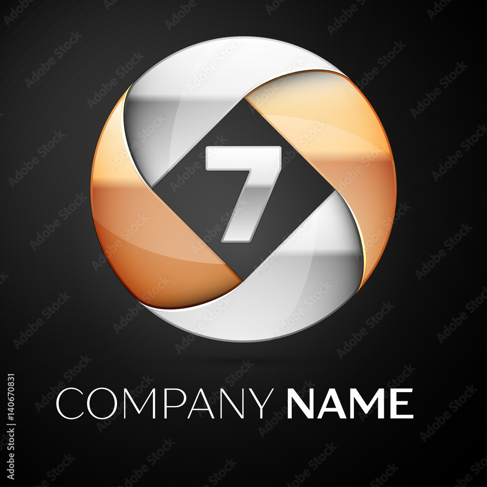 Number seven vector logo symbol in the colorful circle on black ...