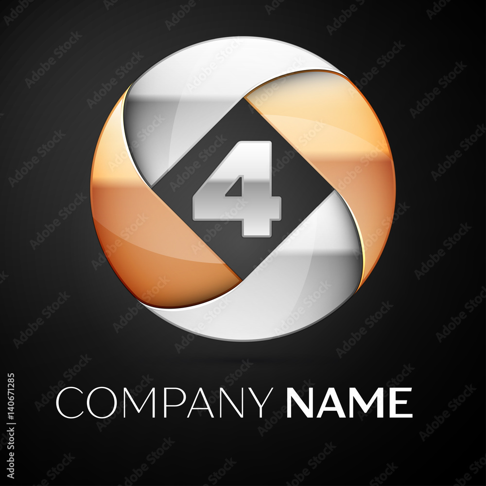Number four vector logo symbol in the colorful circle on black ...