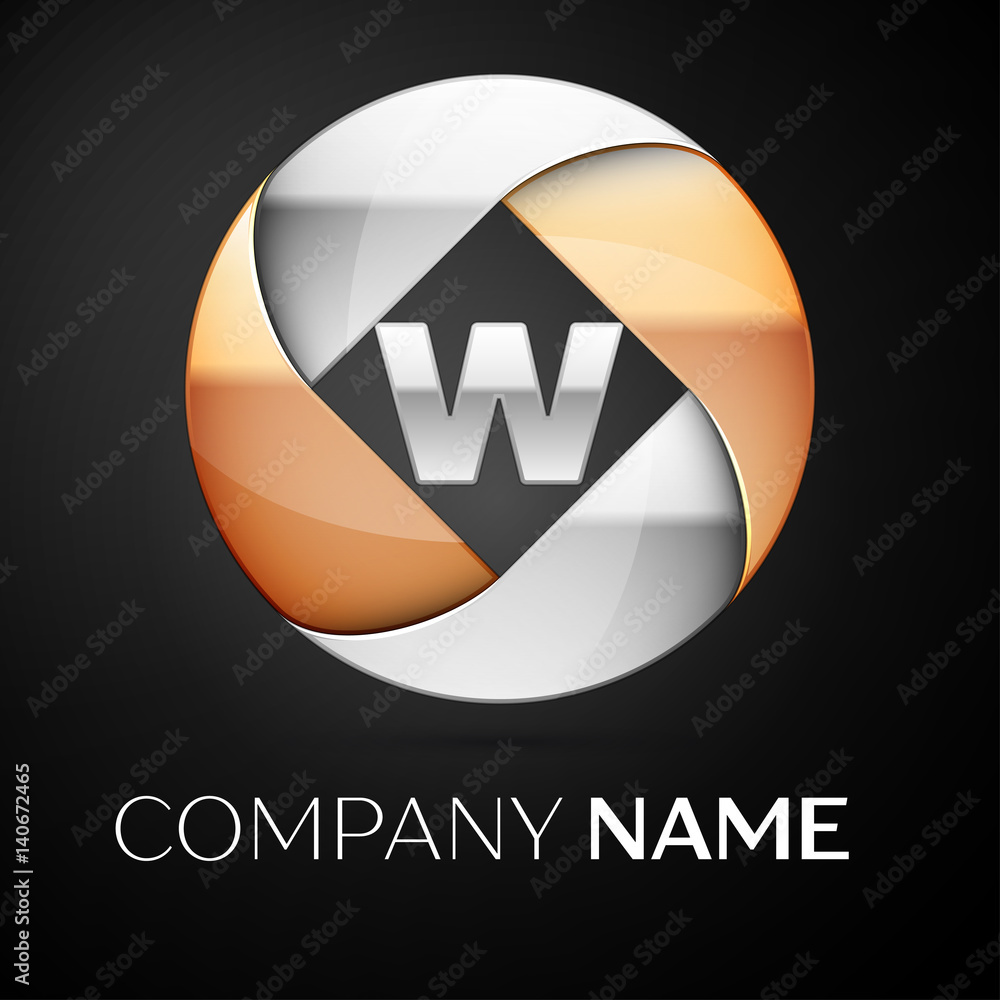 Letter W vector logo symbol in the colorful circle on black background ...