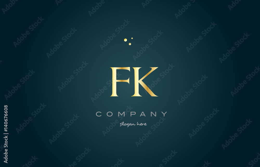 fk f k gold golden luxury alphabet letter logo icon template Stock ...
