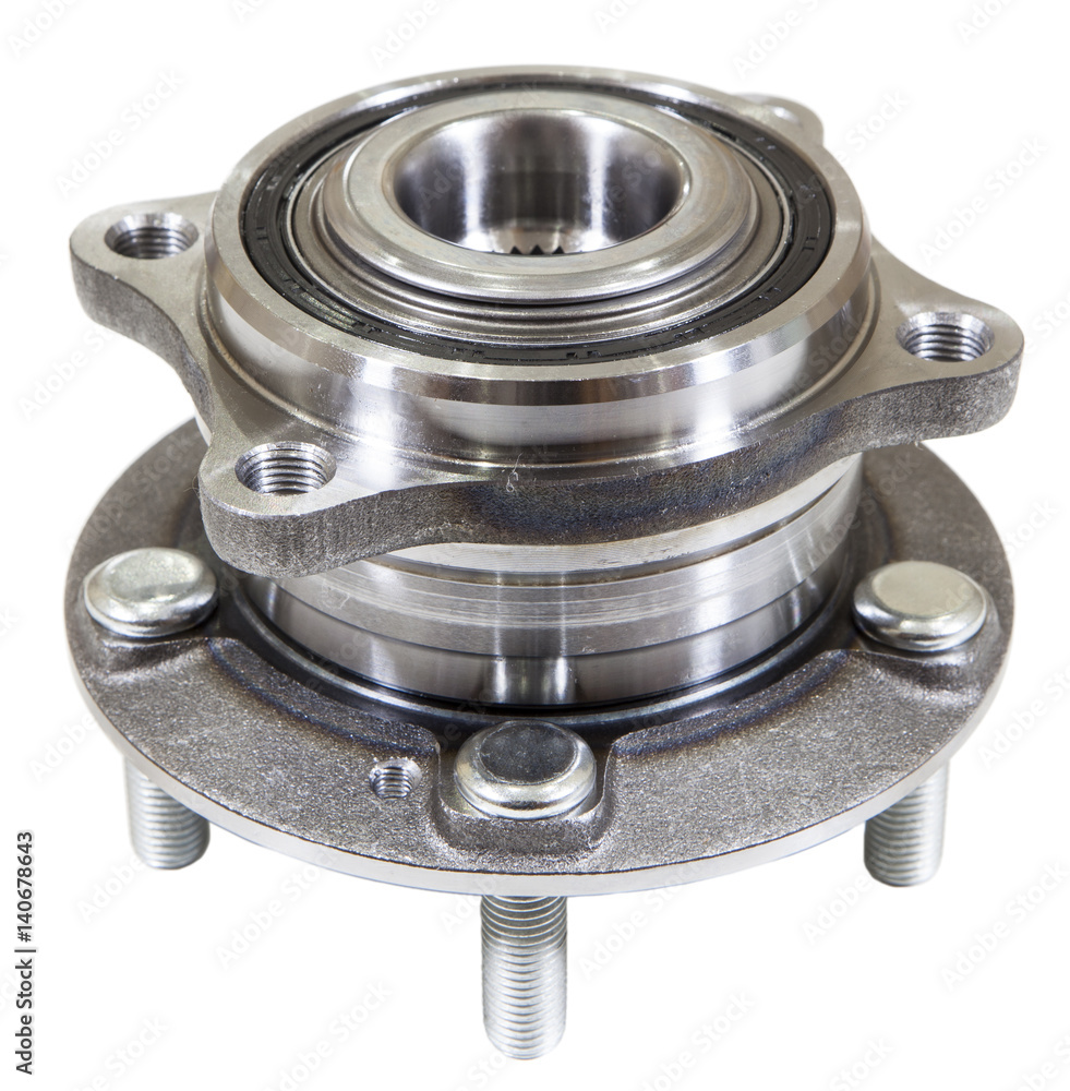 New axle hub unit for front or rear wheel of car, isolated on white ...