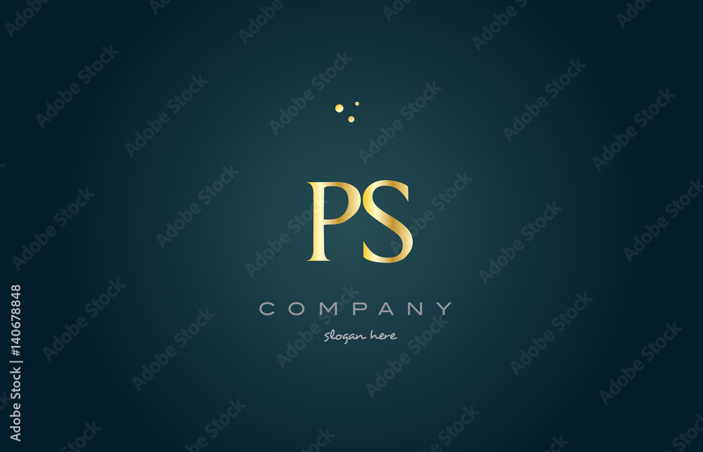 ps p s gold golden luxury alphabet letter logo icon template Stock ...