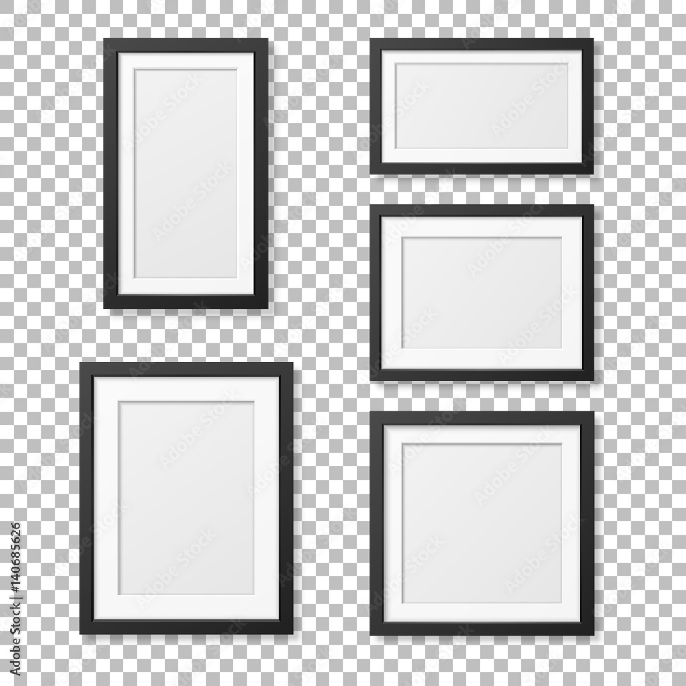 Vector realistic blank picture frame template set isolated. EPS10 ...
