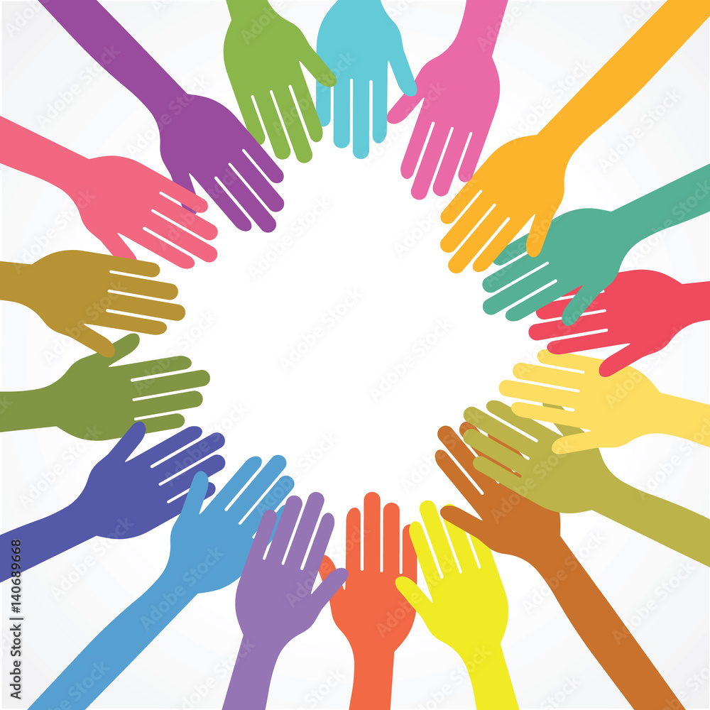 Colorful hands forming a circle. Stock Vector | Adobe Stock