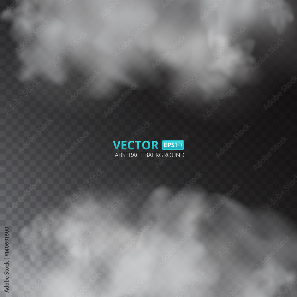 Grey color fog or smoke isolated on transparent background. Vector ...