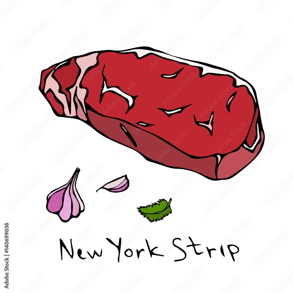 Striploin New York Strip Steak Cut Vector Isolated On White Background ...