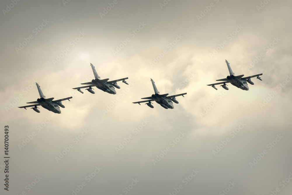 Formation of swivel wing aircraft Stock Photo | Adobe Stock
