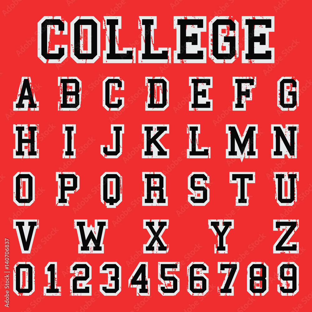 Alphabet college font template Stock Vector | Adobe Stock