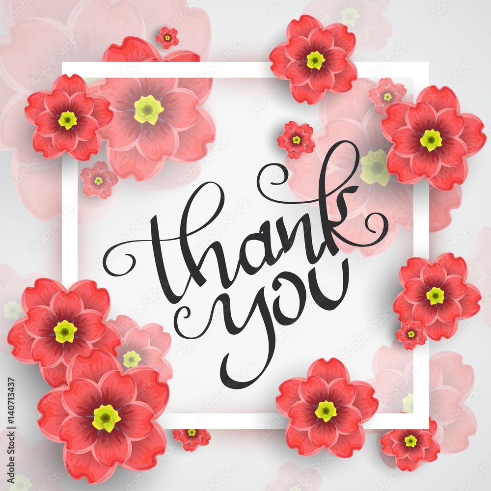 Colorful greeting card, poster with text thank you, vector illustration ...