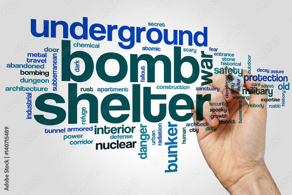 Bomb shelter word cloud concept on grey background Stock Photo | Adobe ...