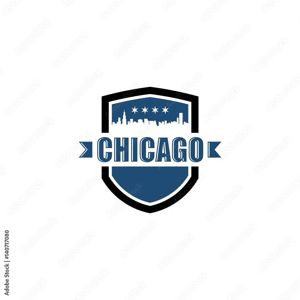 chicago skyline emblem logo vector illustration Stock Vector | Adobe Stock
