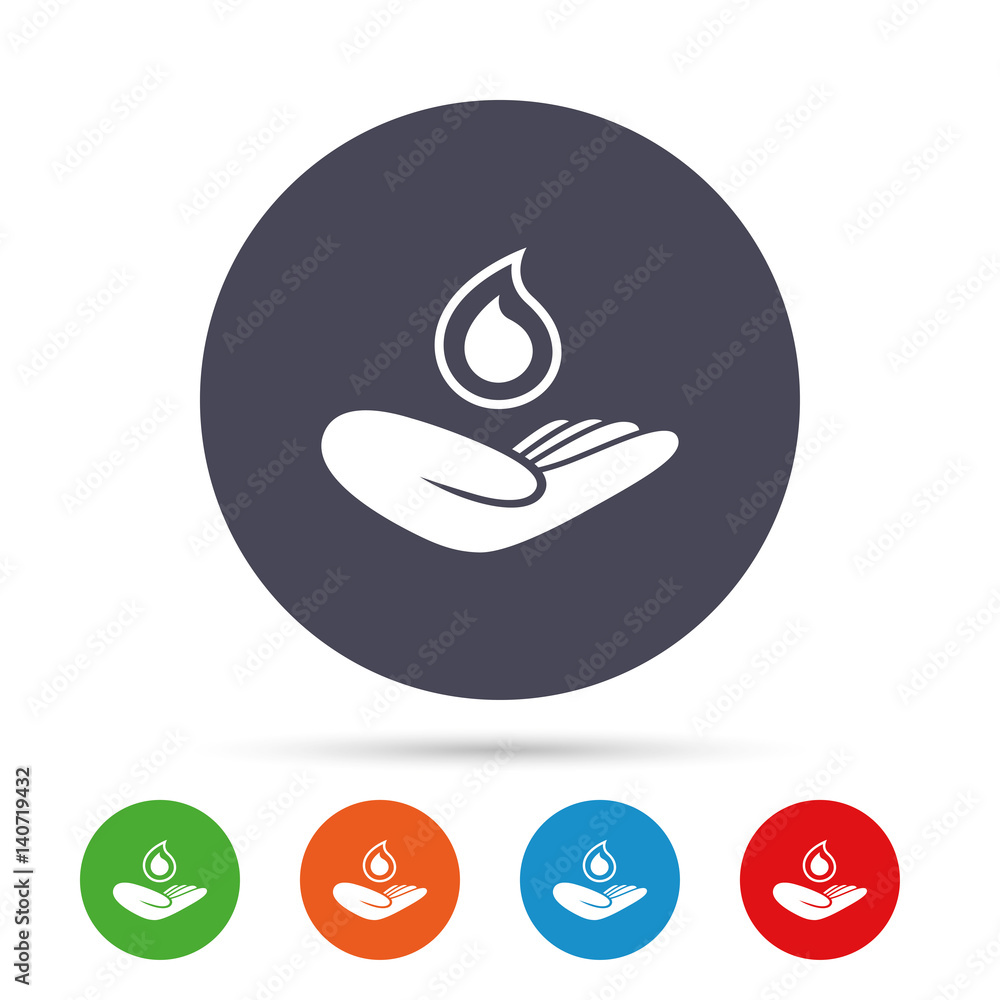 Save water sign. Hand holds water drop symbol. Stock Vector | Adobe Stock