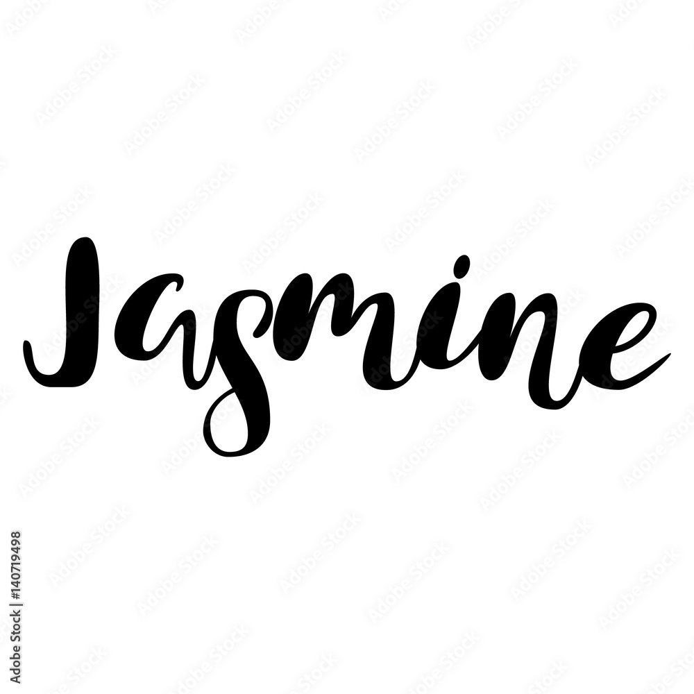 Female name - Jasmine. Lettering design. Handwritten typography. Vector ...