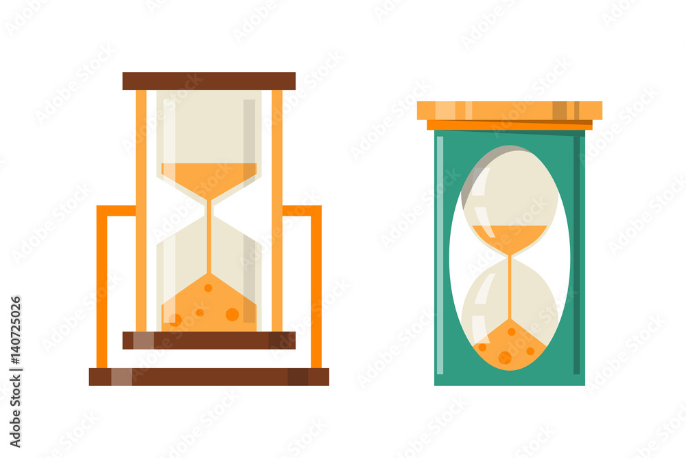 Sandglass icon time flat design history second old object and sand ...