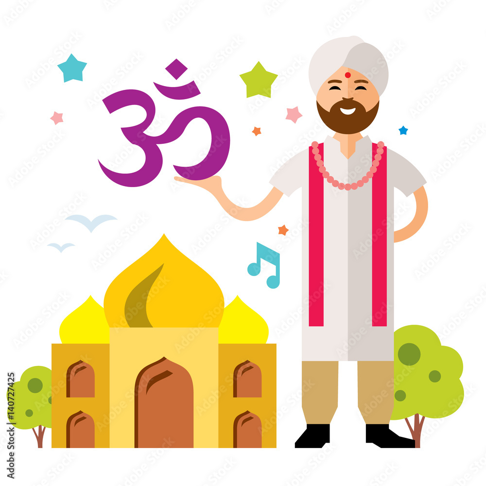 Vector India Country. Flat style colorful Cartoon illustration. Stock ...