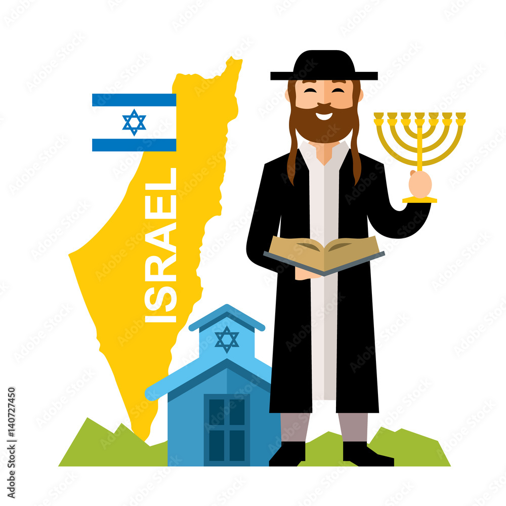 Vector Israel Country Concept. Flat style colorful Cartoon illustration ...