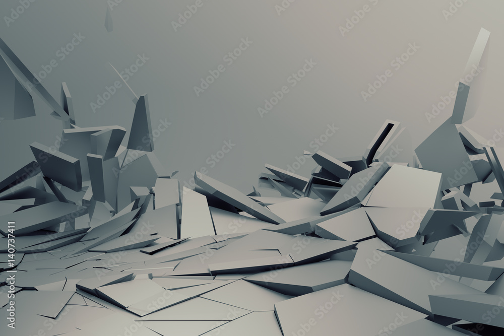 Abstract 3d rendering of cracked surface. Background with broken shape ...